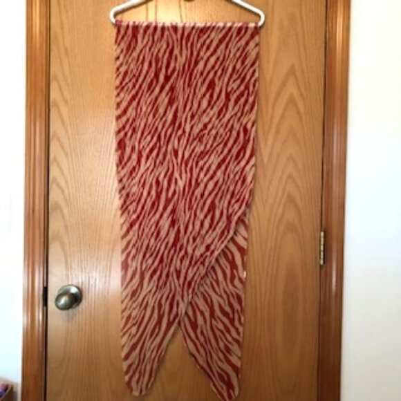 Accessories | 315 Vintage Oblong Red Zebra Animal Print Silk Scarf W ...